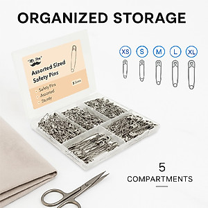 Mr. Pen- Safety Pins, Safety Pins Assorted, 300 Pack, Assorted Safety Pins, Safety Pin, Small Safety Pins, Safety Pins Bulk, Large Safety Pins, Safety Pins for Clothes, 5.4 x 4.4 x 0.7 inch