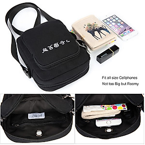 Togood Cell Phone Wallet Canvas Pocket Purse Small Crossbody Bags for women/men (Black)