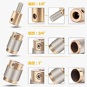 1 3/4 1/4 Inch Stained Glass Diamond Grinder Bit Head Tools 3 Sizes Brass Core Stained Glass Grinder Bits & Diamond Grinder Bit Head Tools, Stain Glass Tools and Supplies for Stained Glass
