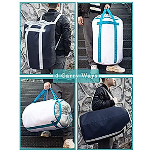 Laundry Basket Laundry Hamper Dirty Clothes Hamper Collapsible Foldable Laundry Bin Bag Backpack with Handles and Lid Large Tall Water-Proof Polyester Sturdy Durable Dark Blue