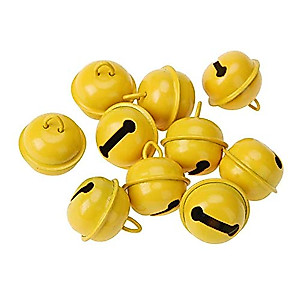 Topxome 20pcs/lot New Year Metal Jingle Bells Christmas Hanging Ornaments Xmas Decoration Pet Pendants Christmas Decor Bells 25mm (Yellow)