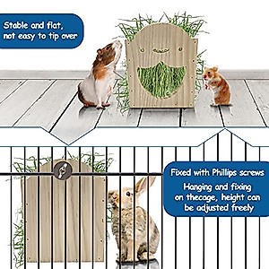 Hamiledyi Wood Rabbit Hay Feeder for Cage Bunny Hay Manger Rack Small Animals Feeding Holder Wooden Grass Dispenser with Chew Toys for Guinea Pig Chinchilla Hamster 9Pcs