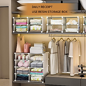 Aeitc Stackable Closet Organizer 6-Shelf Adjustable Space Saver Closet Storage for Folded Clothes and Accessory,White
