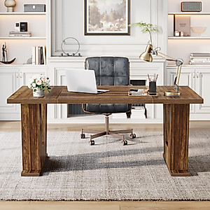 Tribesigns 63-Inch Wood Executive Desk, Large Office Computer Desk, Industrial Simply Style Study Writing Desk Business Workstation for Home Office