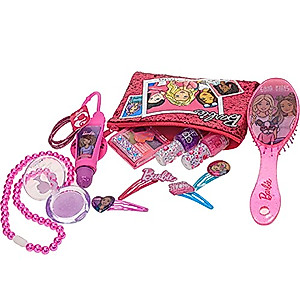 Barbie - Townley Girl 18 Pcs Cosmetic Makeup Gift Box Set includes Lip Gloss, Nail Polish, Eye Shadow, Hair Accessories and more! for Kids Girls, Ages 3+ perfect for Parties, Sleepovers and Makeovers