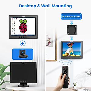 Eyoyo 12 Inch HDMI Monitor with BNC VGA AV HDMI Input 800x600 Portable 4:3 TFT LCD Mini HD Color Screen with Bulit-in Speaker