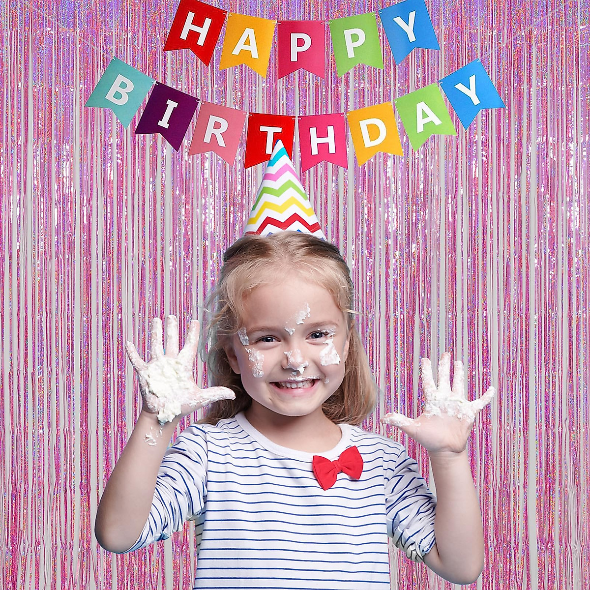 New Years Decorations 2024 Pink - Melsan 3 Pack 3.2 x 8.2 ft Tinsel Curtain Party Photo Backdrop for New Years Eve Decorations Birthday Party Engagement Party or Bachelorette Party Supplies