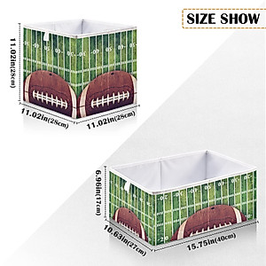 American Football Field Cube Storage Bin Foldable Storage Cubes Waterproof Toy Basket for Cube Organizer Bins for Toys Closet Kids Nursery Boys Girls Clothes Book - 15.75x10.63x6.96 IN