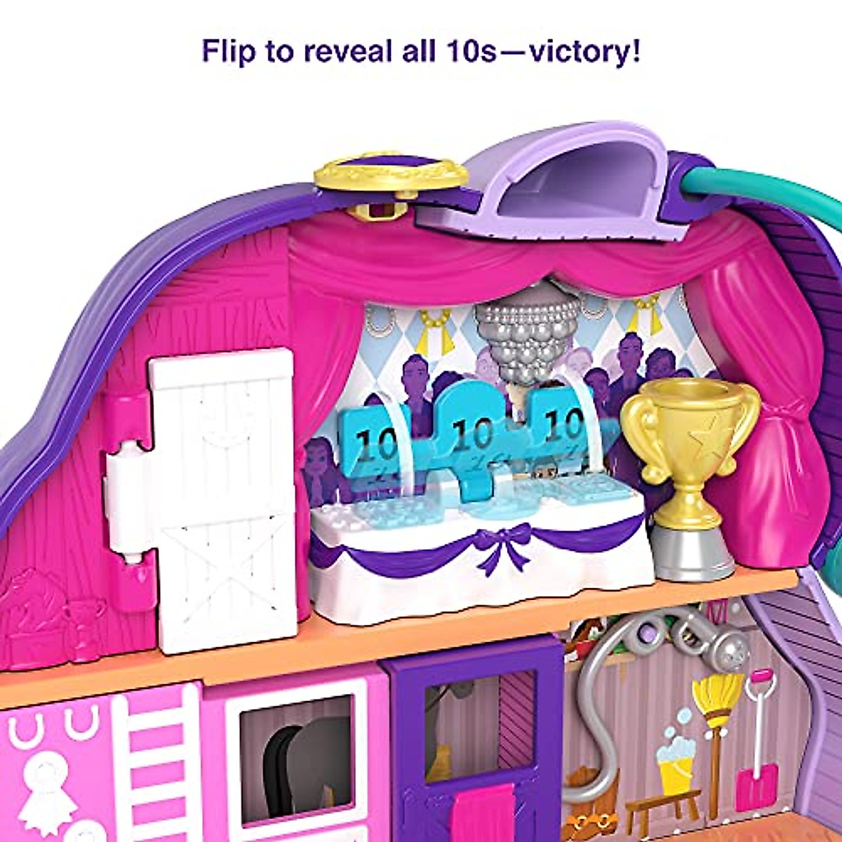 Polly Pocket Compact Playset, Jumpin' Style Pony with 2 Micro Dolls & Accessories, Travel Toys with Surprise Reveals