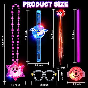 108 Halloween Party Favors Toys for Kids, Light Up Rings Necklaces Halloween Treats Goodie Bag Fillers Pinata Stuffers Classroom Prizes Halloween Glow Sticks Bulk Trick or Treat Toy Non Candy Supplies