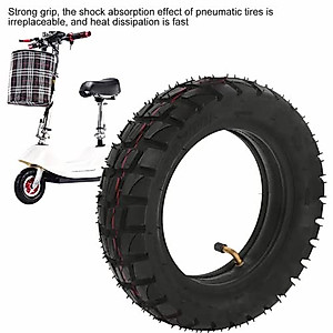 Gueiddi Scooter Tire and Inner Tube, 10in Thickened Rubber Anti‑Skid Electric Scooter Tire with Inner Tube Inflatable Rubber Tyre Replacement 255x80 Electric car Scooter