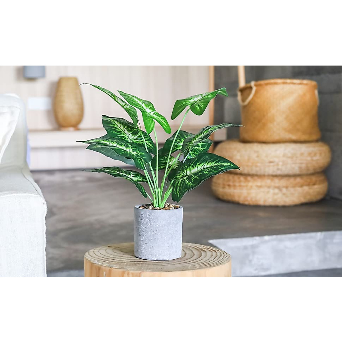 WUKOKU 16" Small Fake Plants Artificial Potted Faux Plants Desk Plant for Home Office Farmhouse Kitchen Shelf Indoor Decor