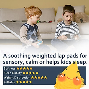 MAXTID Weighted Lap Pad for Kids 5 Pound Travel Size Mini Weighted Lap Blanket Blue Dinosaur 16"x22" for Kids Boys Sensory Gifts