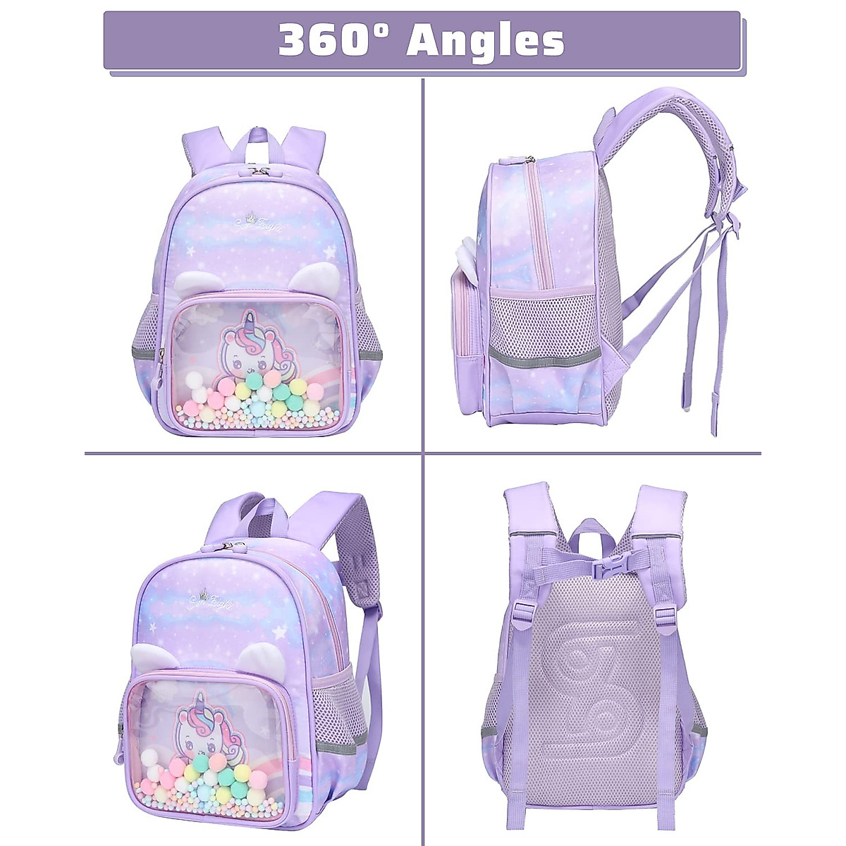 Tanou Toddler Backpack for Girls, 11 Inch Ultra-light Kids Small Backpacks, 2023 Cute Toddler Bag for Preschool Day Care, Unicorn