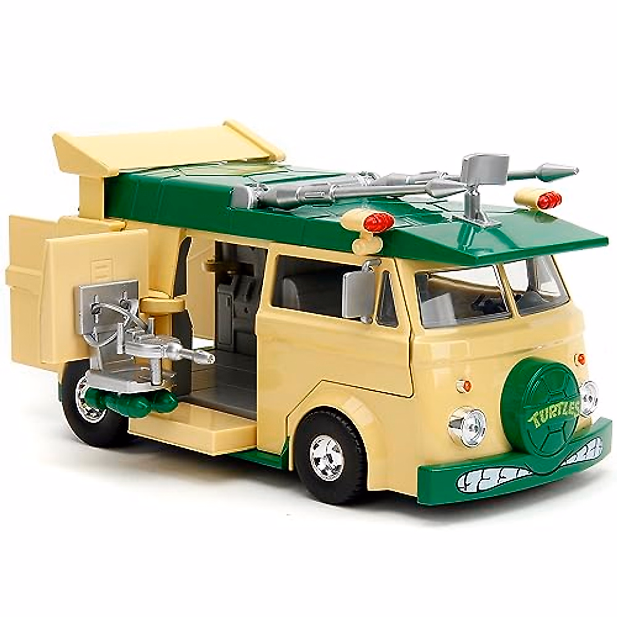 Party Wagon Green and Beige and Donatello Diecast Figure TMNT Hollywood Rides Series Diecast Model by Jada 34529