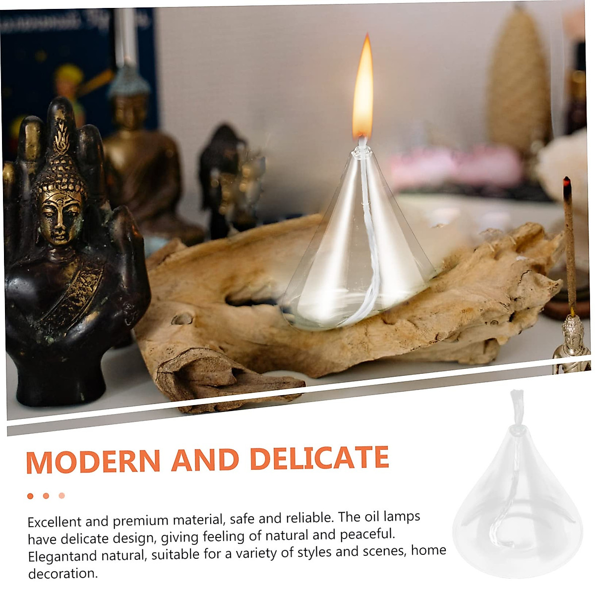 IMIKEYA Style Decorative Oil Lamp Smooth Texture Long-Lasting Desktop Kerosene Lamp