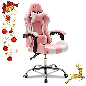 ALEAVIC Gaming Chair for Adults, High Back Ergonomic Computer Gaming Chair with Headrest and Lumbar Support, Pink White