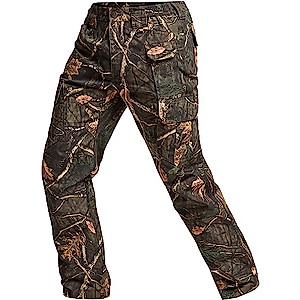CQR Men's Tactical Pants, Water Resistant Ripstop Cargo Pants, Lightweight EDC Work Hiking Pants, Outdoor Apparel, Duratex Mag Pocket Print Hunting Camo, 36W x 32L