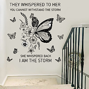 Inspirational Wall Art Positive Quotes Wall Decor Motivational Wall Decals Saying Quotes Wall Stickers Peel and Sticker Wall Decoration Flower Vine Butterfly Wall Sticker for Bedroom Living Room Home