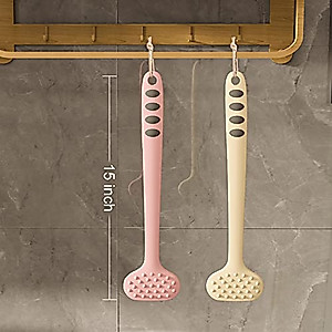 Bath Body Brush with Soft Bristles,Non-Slip Handle Built-in TPR Enhance Grip,15 in Long Handle Gentle Exfoliation Improve Skin's Health and Beauty for Women Men Shower Brushing (Black)