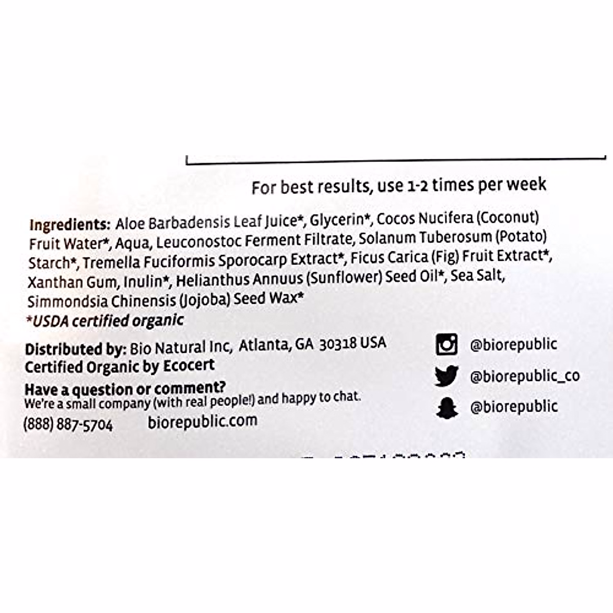 BIOREPUBLIC Deep Hydration Facial Sheet Mask, 1.08 FZ