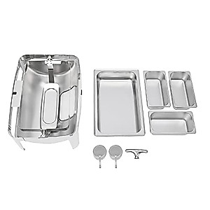 Bacacoo Stainless Steel Roll-Top Chafing Dish, 13.5l Buffet Roll Top Hot Plate Heating Tray with 3 Pots, Buffet Server and Heater for Food Warm Party Wedding Buffet Warm Plate