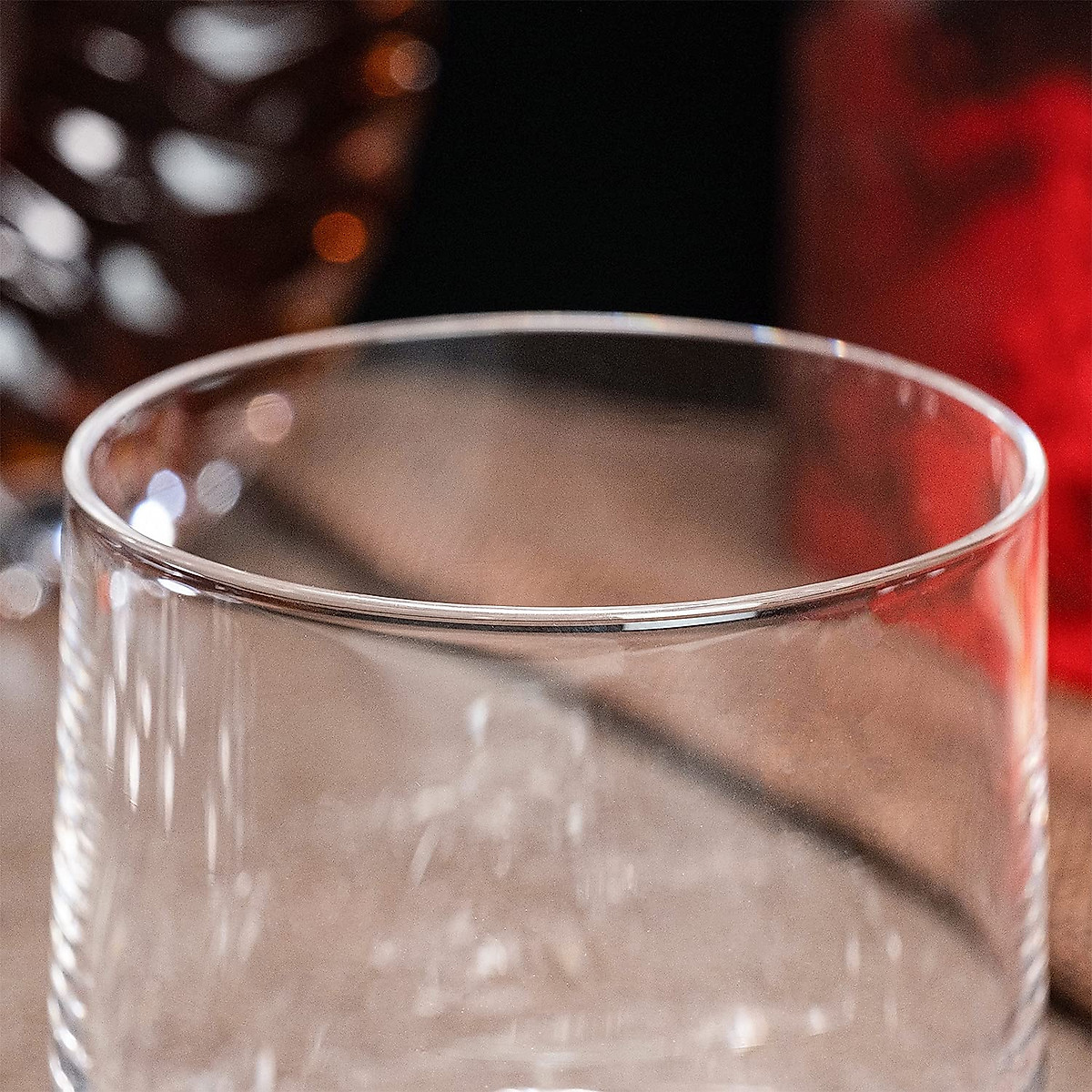 Crystal Whiskey Glasses,Hand Blown lead-free,Thick-Bottomed Mountain Glasse,Design of cup mouth to prevent splashing,Suitable for Scotch,bourbon,beer,old cocktail and other drink(Clear 2PCS)