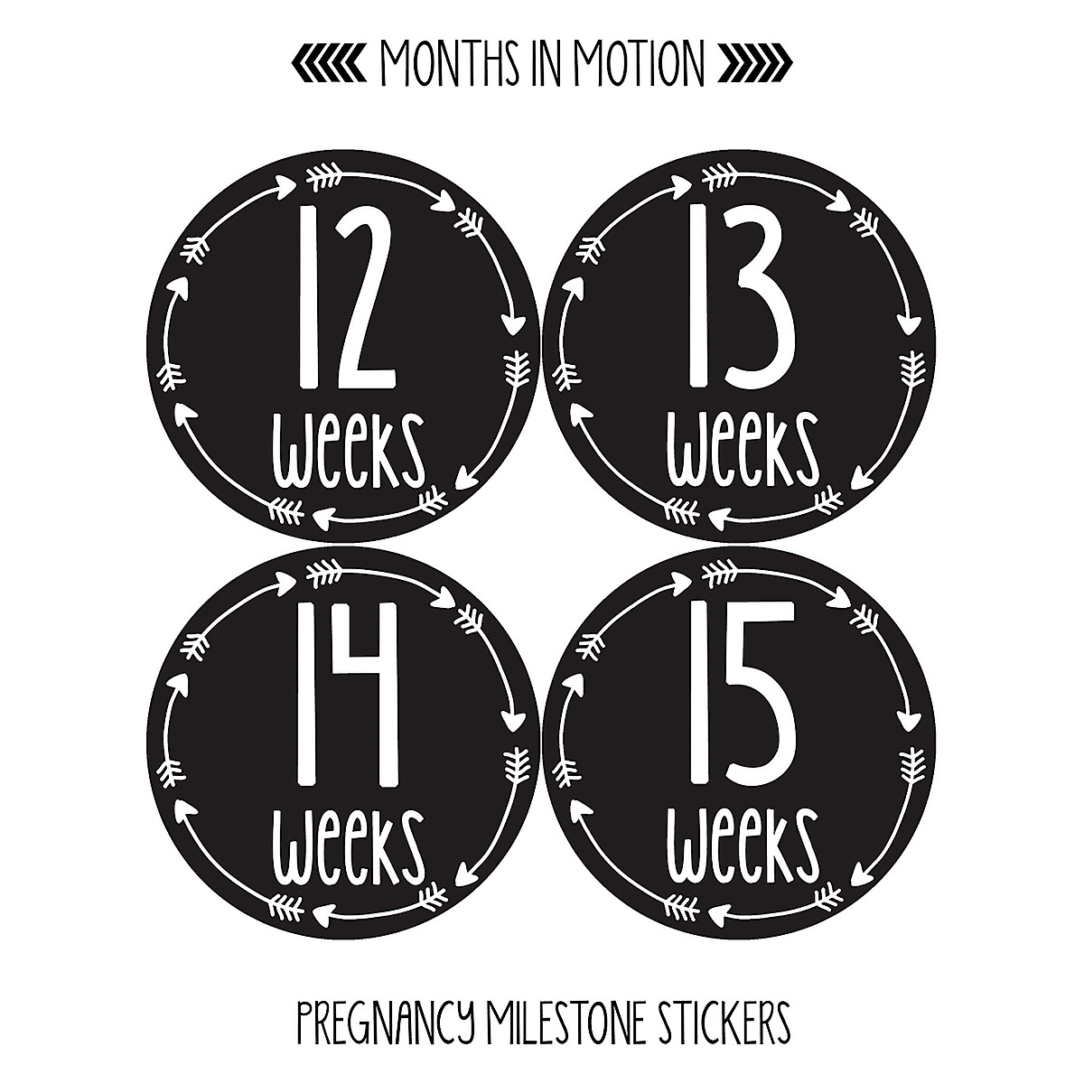 Months In Motion Pregnancy Weekly Belly Growth Stickers - Week to Week Pregnant Expecting Photo Prop - Maternity Keepsake - Baby Bump - Large Set of 36 Weekly Photo Sticker