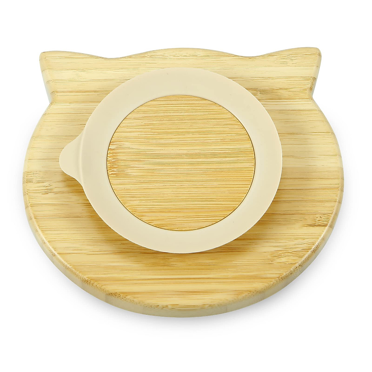 PandaEar Bamboo Wooden Baby Plates with Suction- Divided Unbreakable- Non-Slip (Owl Shape)