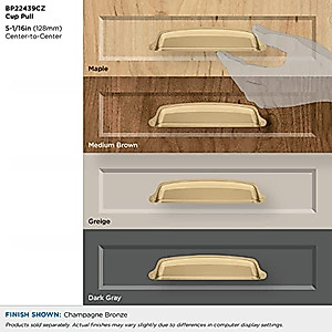 Amerock | Cabinet Cup Pull | Champagne Bronze | 5-1/16 inch (128 mm) Center-to-Center | Stature | 1 Pack | Drawer Pull | Cabinet Handle | Cabinet Hardware