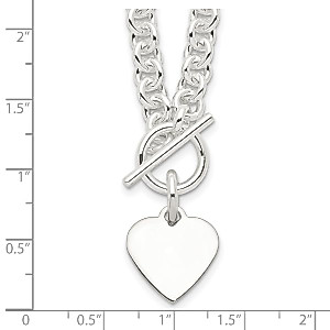 IceCarats 925 Sterling Silver Engraveable Heart Love Disc Link Necklace 18 inch Chain Toggle Clasp