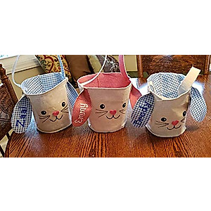 Easter Canvas Baskets. A Clever & Kids` Safe Alternative to Wooden or Plastic Baskets to Avoid Risk of Scratches, Injuries Chewing Wood or Plastic Baskets. Kids Will Love It (1 Pink 1 Blue)