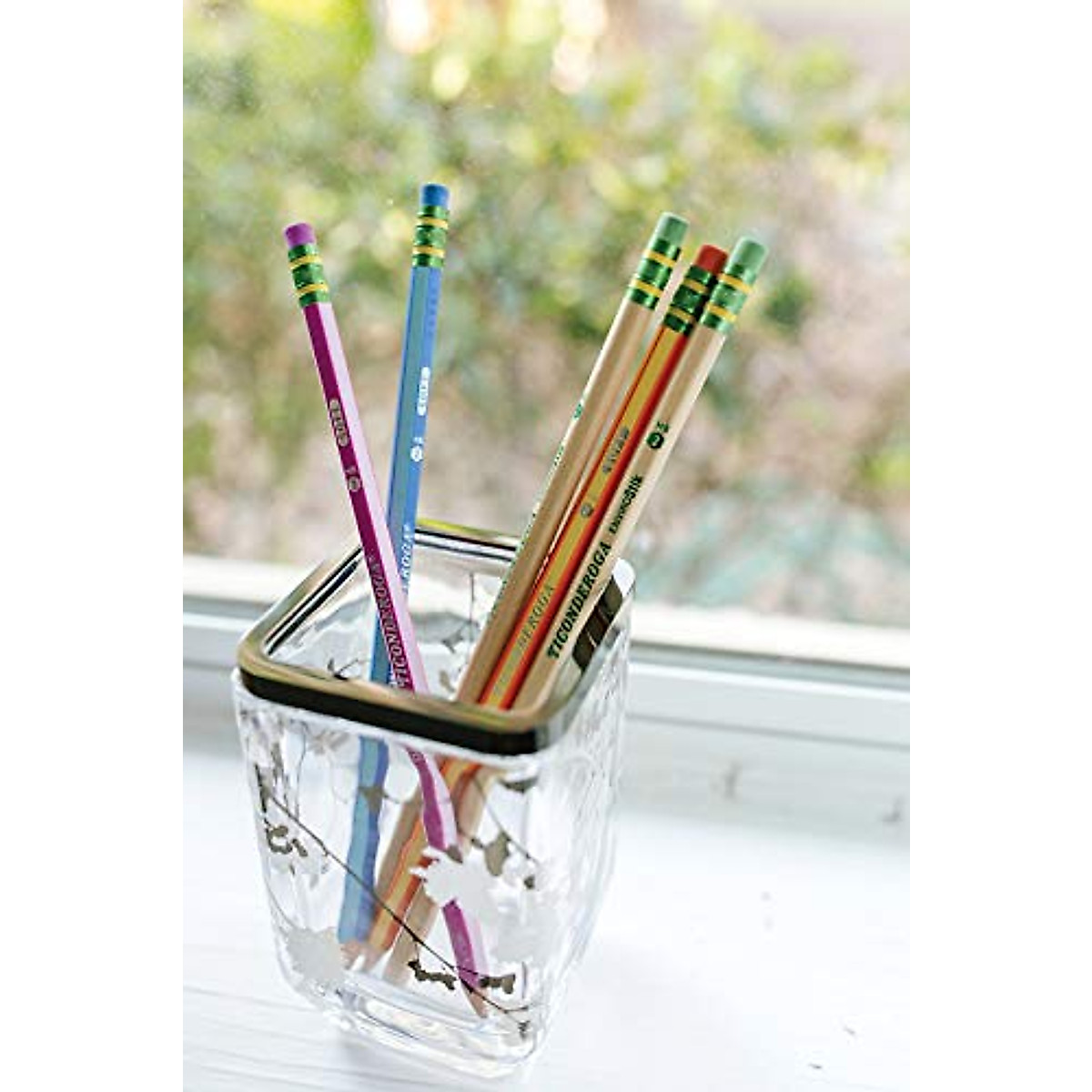 Ticonderoga X13910 Striped Wood-Cased Pencils, 2 HB Soft, Pre-Sharpened, 10 Count, Assorted Colors