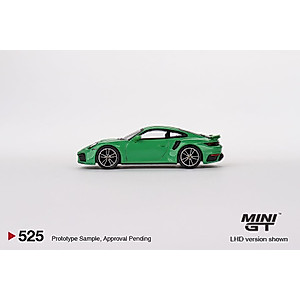 True Scale Miniatures Model Car Compatible with Porsche 911 Turbo S Python Green 1/64 Diecast Model Car MGT00525