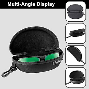 Flying Fisherman Shell Zipper Protective Fabric Sunglass Case with Clip for Men and Women Sunglasses Eyewear Black, (PN: 7607)