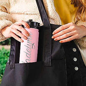 Personalized Water Bottle with Straw & Lid - 18 Oz, 9 Colors, Engraved 8 Designs - Sports Water Bottle Customized with Name or Text