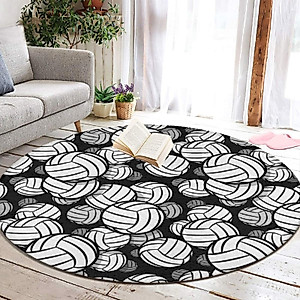 Modern Area Rugs for Home Bedroom Kitchen Living Room Decoration, Soft and Washable Non-Slip Flannel Carpet with Non Slip Backing Protection, Compatible with Black and White Volleyball Ball