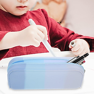 Silicone Pencil Case Pouch Bag Candy Color Pencil Case Cute Pen Case Silicone Pencil Case Small Cute Aesthetic Zipper Pencil Pouch for Travel Cosmetics Makeup Sky-blue