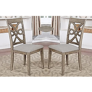 GTU Furniture Set of 2 Wood Dining Chair, Armless Chair Accent Solid Wood Modern Style in Grey