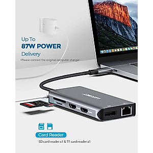 Lasuney Triple Display 10 in 1 USB Type C HUB with to 2 HDMI, Displayport, PD3.0, Ethernet, 3 USB Ports, SD/TF, Multiport Adapter Docking Station Dongle for Laptop