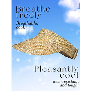 Visors for Women, Straw Sun Visors for Women Beach Hats for Women Packable Sun Hat Womens Visor Handmade Straw Hats for Women Beige