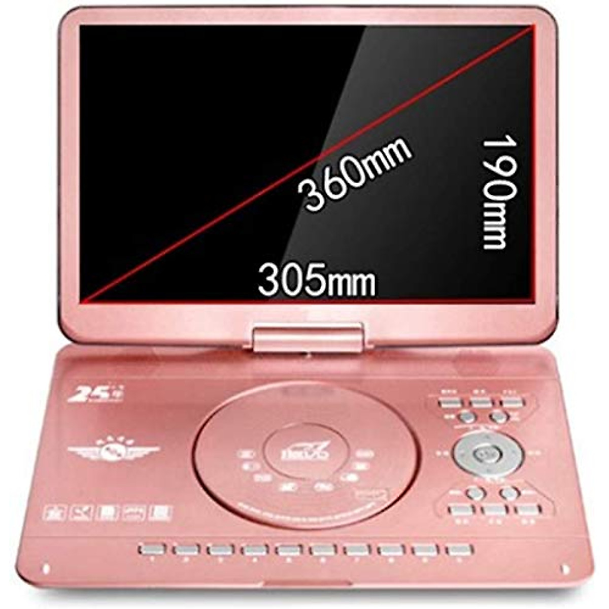Chang 22 Inch Portable DVD Player,with 18" Swivel Ultra-Thin High-Definition Display Screen Remote Control and Travel Bag Included,Pink