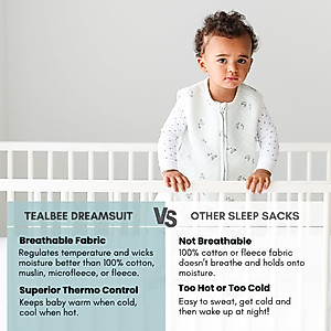 Tealbee DREAMSUIT: Toddler Sleep Sack with Feet 12-18 Months, 18-24 Months - 0.8 TOG Lightweight Baby Wearable Blanket for Walkers - Rayon Made from Bamboo, Organic Cotton Sleeping Bag - Croissant
