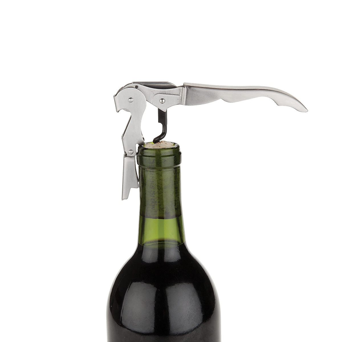True TrueTap Double Hinged Waiter’s Corkscrew, Stainless Steel Wine Key Bottle Opener with Foil Cutter