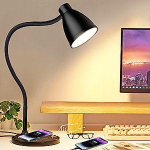 Libreath Desk Lamp with USB Charging Port Table Lamp Wireless Charger Dimmable Dorm Lamp 5 Colors 7 Brightness Levels Touch Bedside Table Lamps Gooseneck Reading Light for Home Office
