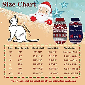 CooShou 2Pcs Dog Christmas Sweater Cat Christmas Sweater Cat Dog Knitwear Sweater Xmas Pet Clothes Winter Warm Reindeer Snowflake Merry Christmas Cat Sweaters for Small Medium Cats Dogs XXL