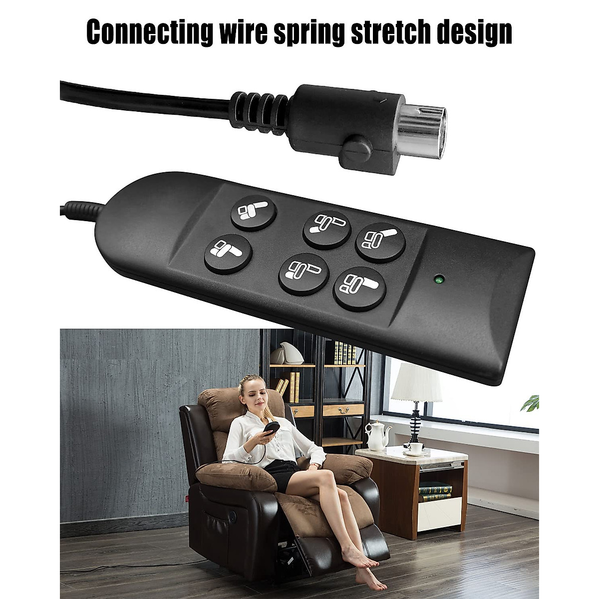 Lift Chair Remote Control for Home Power Recline Hand Control 6 Button Remote with 5-Pin Plug Extension Cable Fit for Okin Dewert Limoss Lazyboy Golden Catnapper