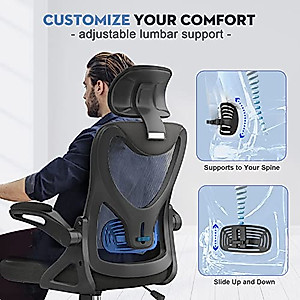 Office Chair - Ergonomic Desk Chair with Adjustable 2D Headrest & Lumbar & Armrest, Upgraded Comfy Cushion, Tilting & Height Adjustment Computer Chair High Back Home Office Desk Chairs