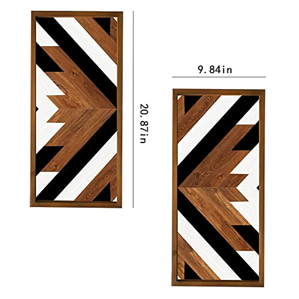 Southwestern Aztec Wall Decor, Native American Wood Wall Art Print Navajo Tribal Western Modern Boho For Home Living Room Bedroom Bohemian Geometric Diamond Frames Hanging Farmhouse Style Decorations (2 Rectangular Brown)