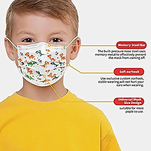 LEVENIS Kids Face Masks for Children 50 Pack, Breathable Comfortable and Disposable Mask Efficiency≥95%, White
